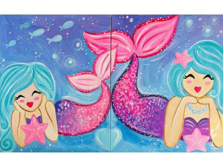 Paint and Sip - Mom and Me Mermaids - Set - Houston | Classpop!