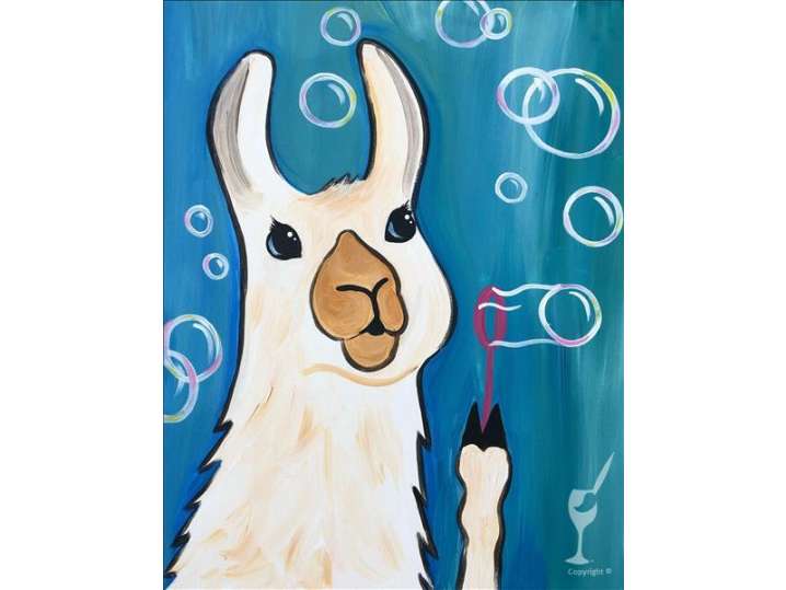 Paint and Sip - Llama Blowing Bubbles - Houston | Classpop!