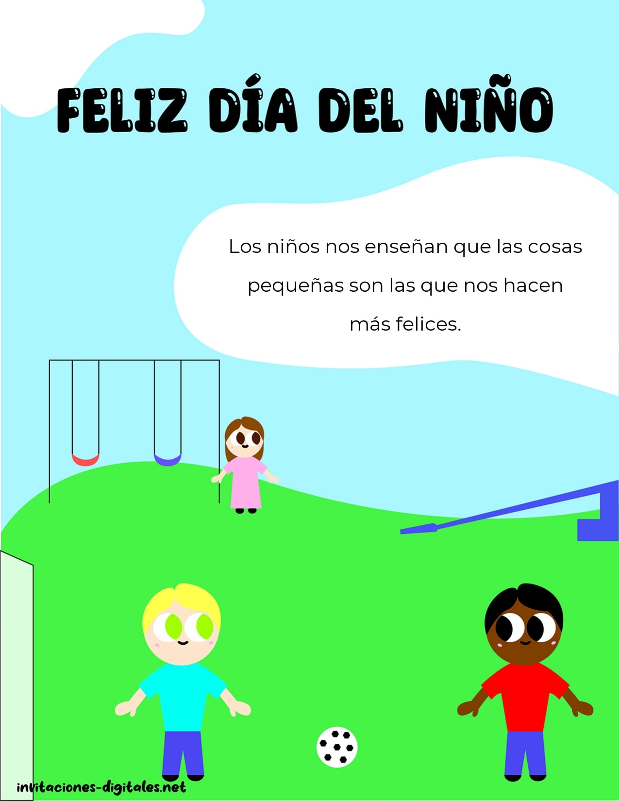 Tarjeta feliz día del niño y de la niña | Invitaciones Digitales