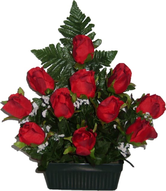 Jardinière de roses rouges artificielles L.22 x l.14 x H.35 cm - Jardiland