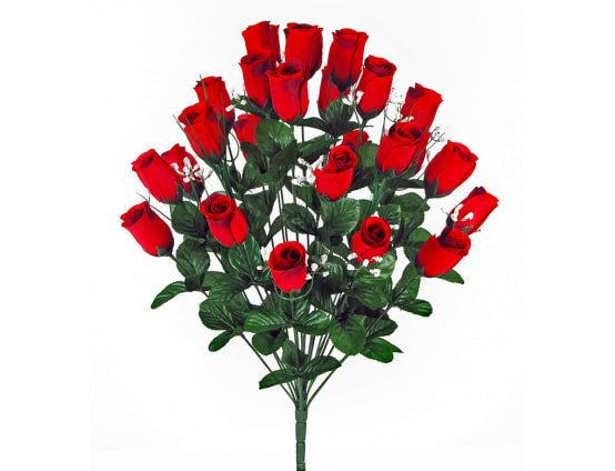 Sardeco - Piquet de roses boutons rouges artificielles H.55 cm - Jardiland