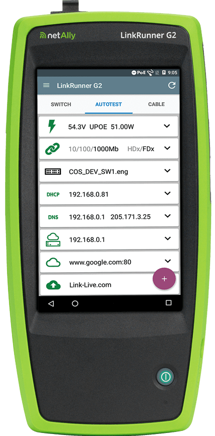 NetAlly LinkRunner G2, Smart Network Tester Tilstandskontroll, prosess ...