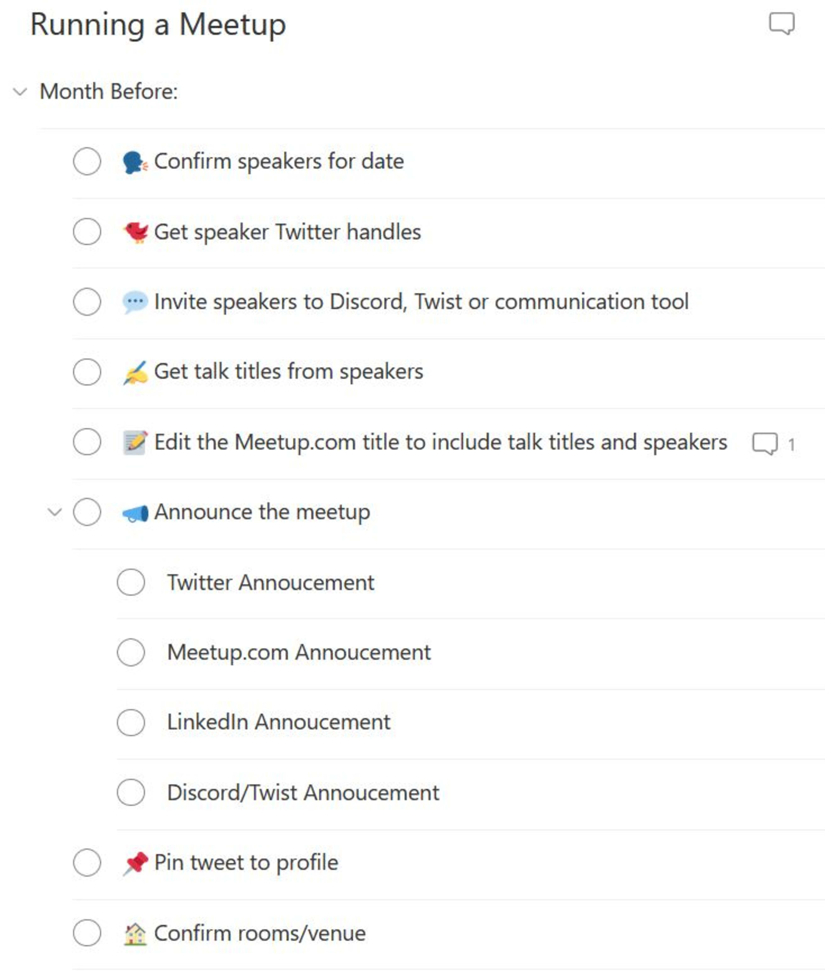 Running a Meetup - Templates | Todoist