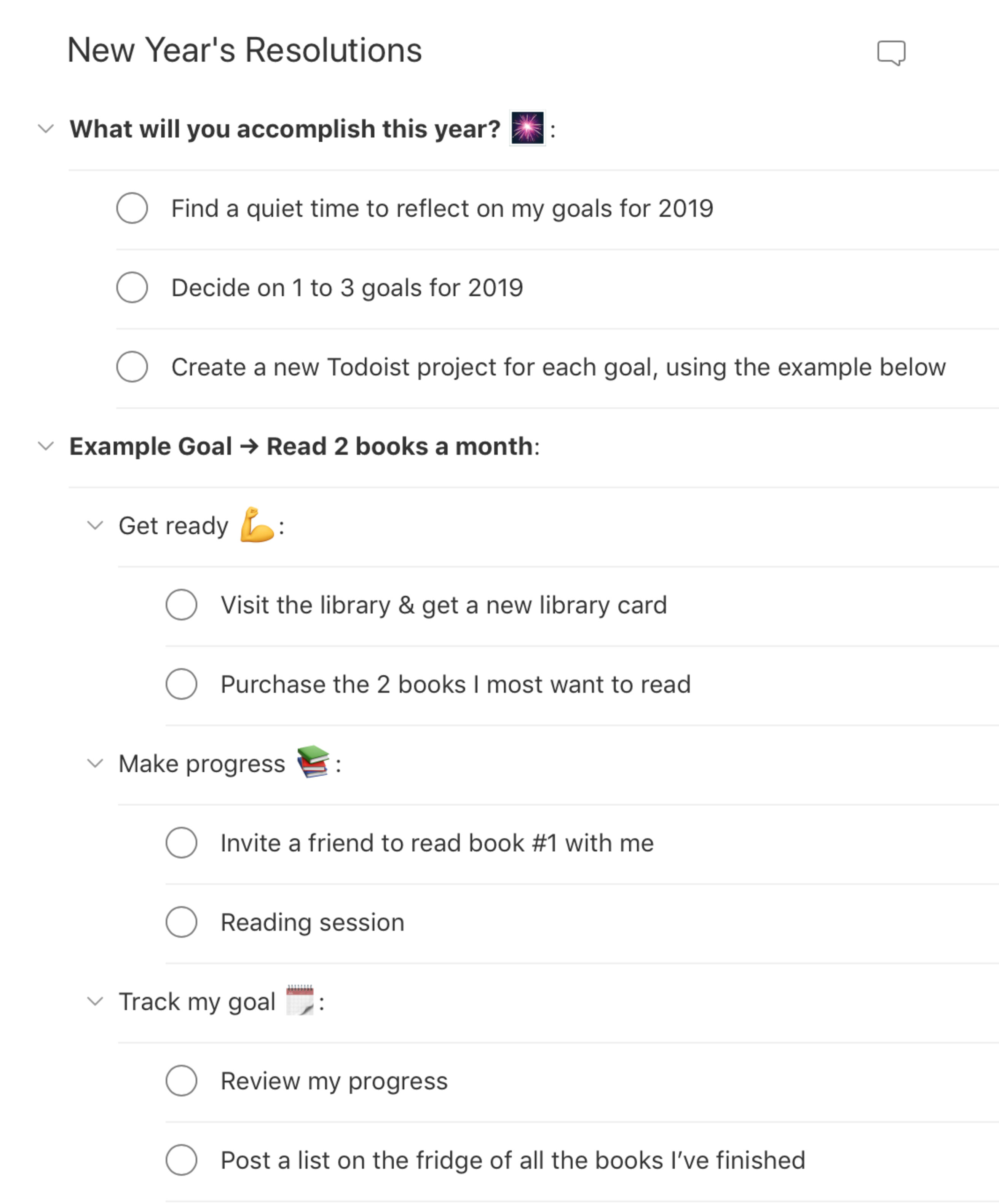 New Year’s Resolutions - Templates | Todoist