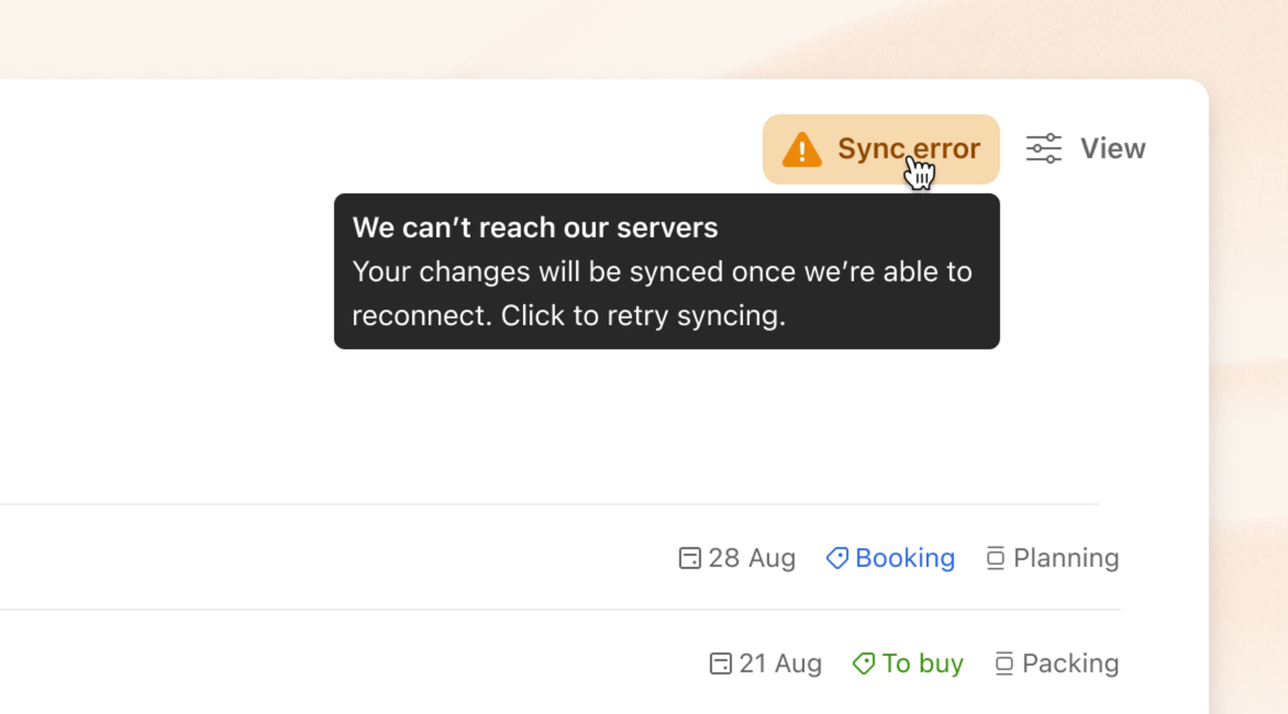 Soluciona problemas de sincronización en Todoist Soluciona problemas de sincronización en Todoist