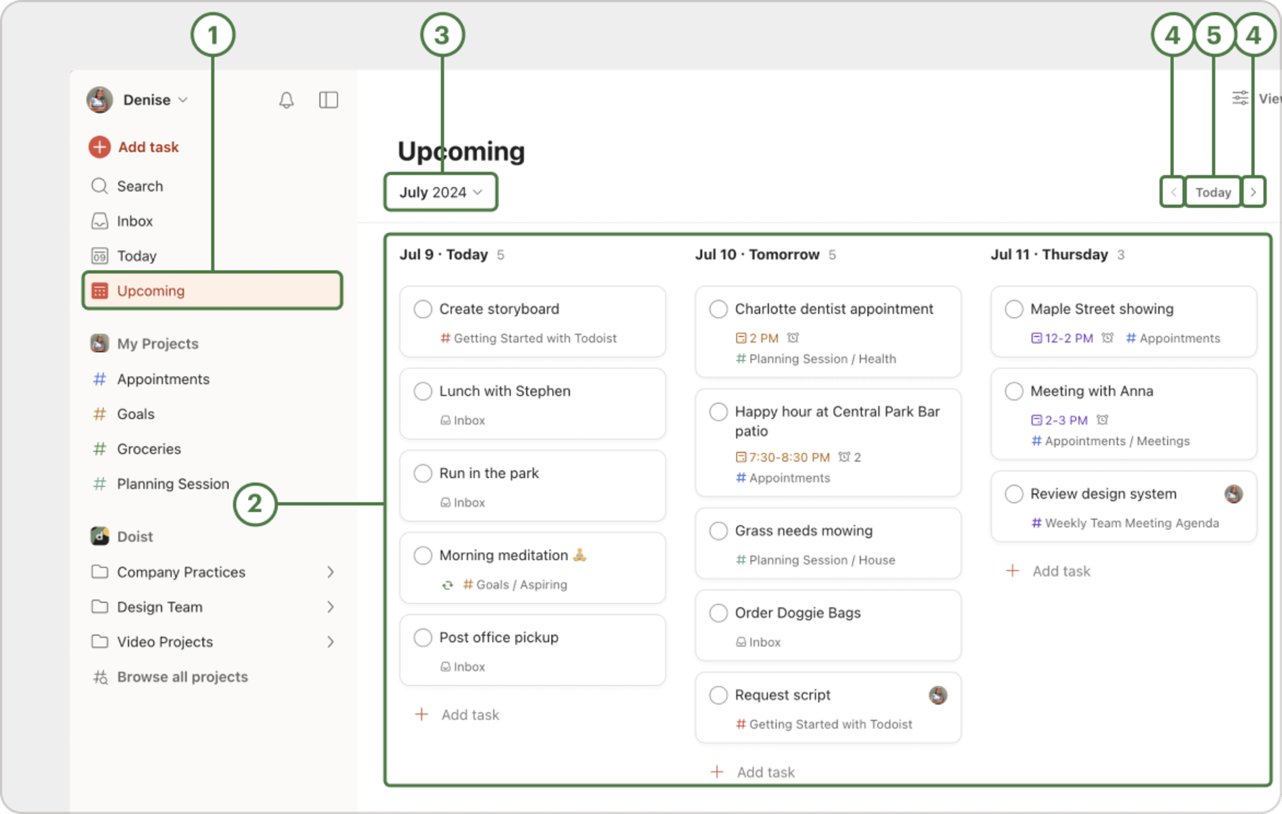 Plan your week with the Upcoming view