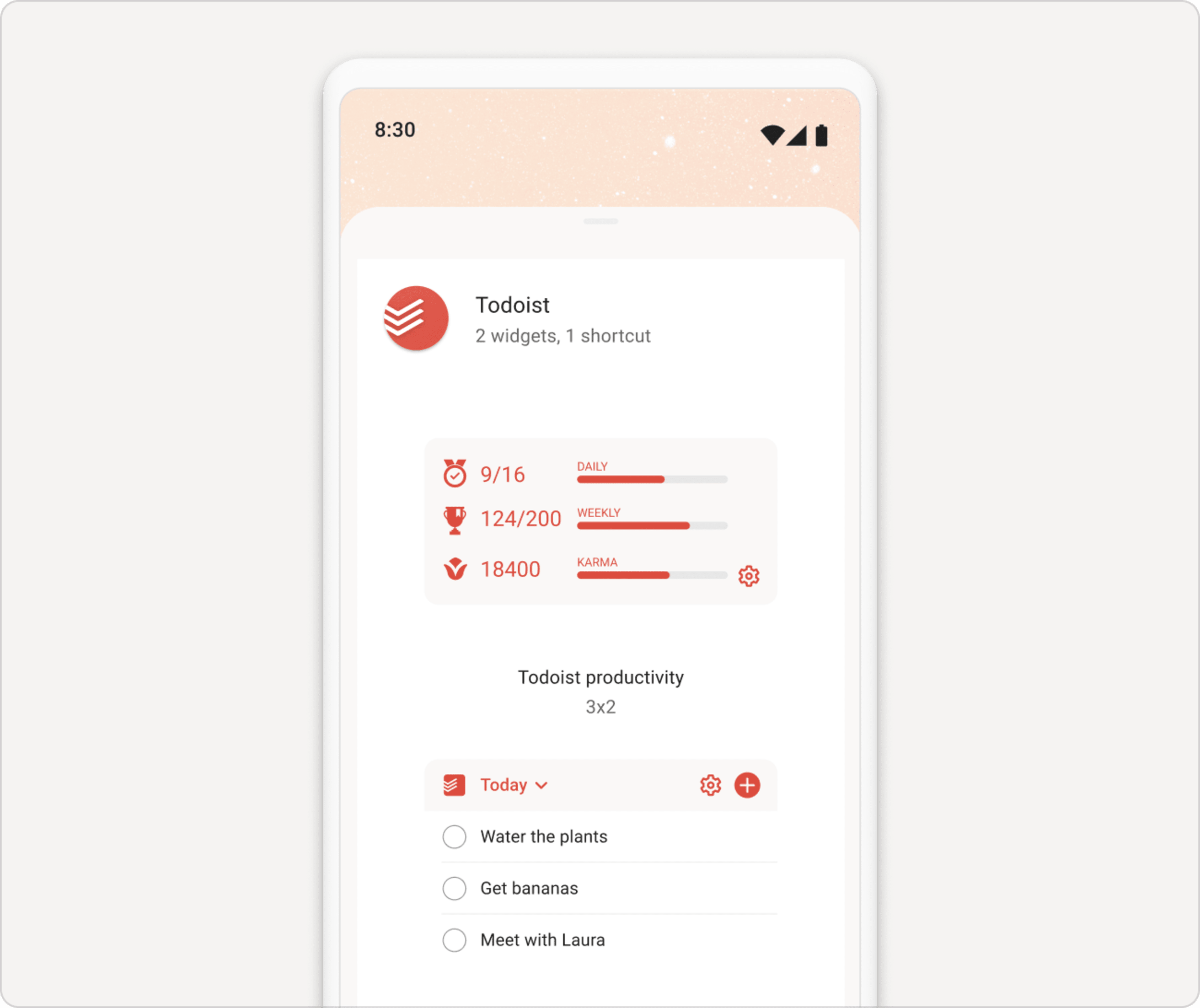 Usar o widget do Todoist em um aparelho Android
