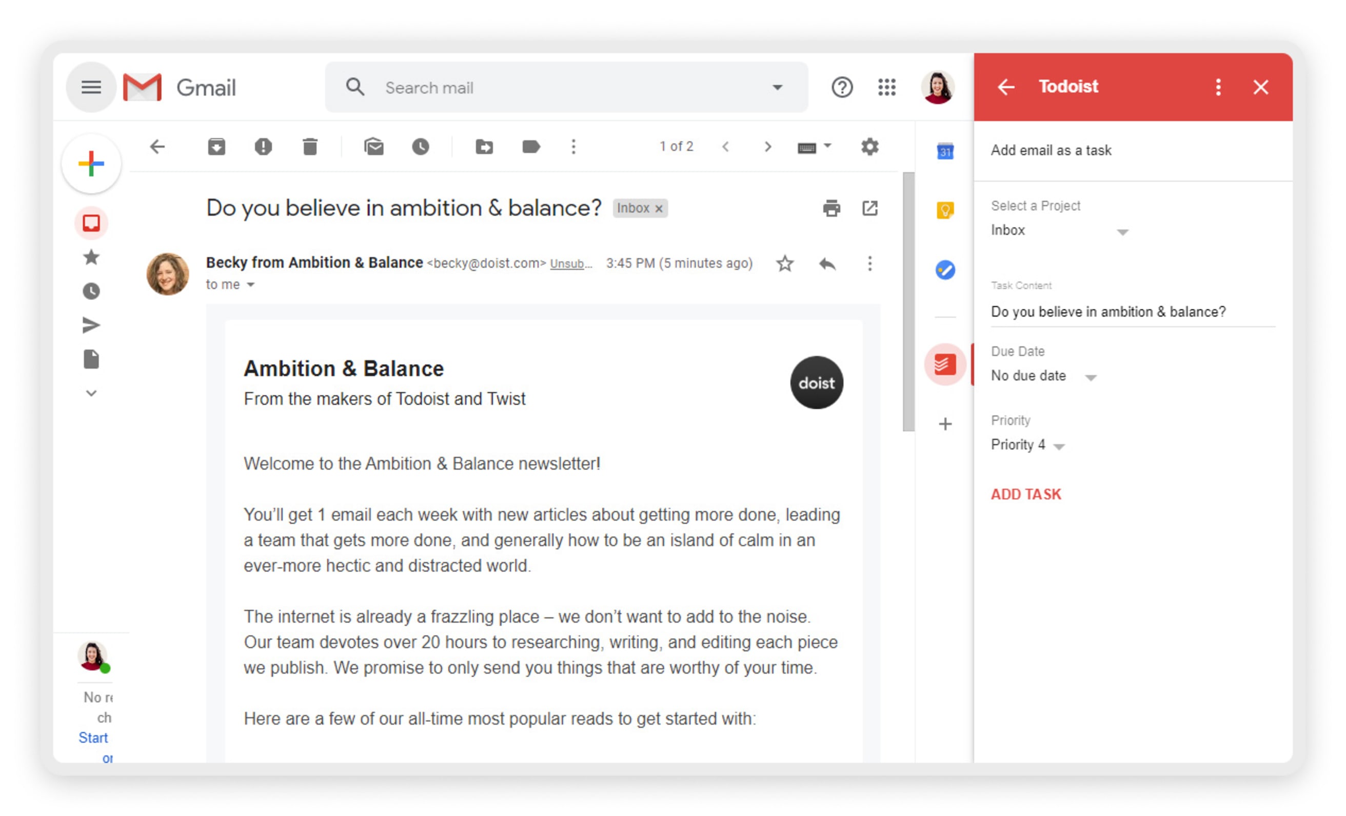 Use o Gmail com o Todoist