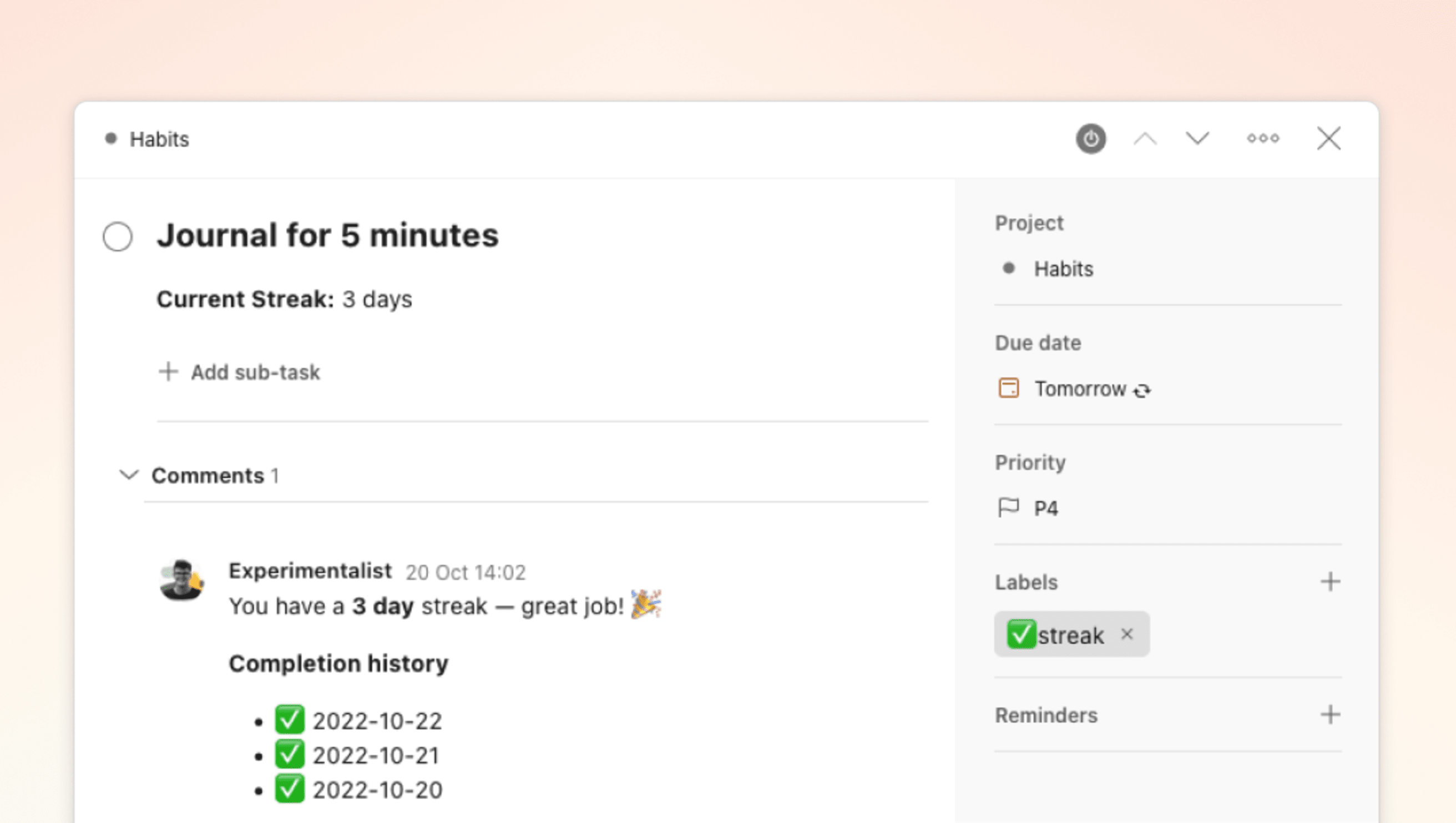 Use the Habit Tracker extension with Todoist