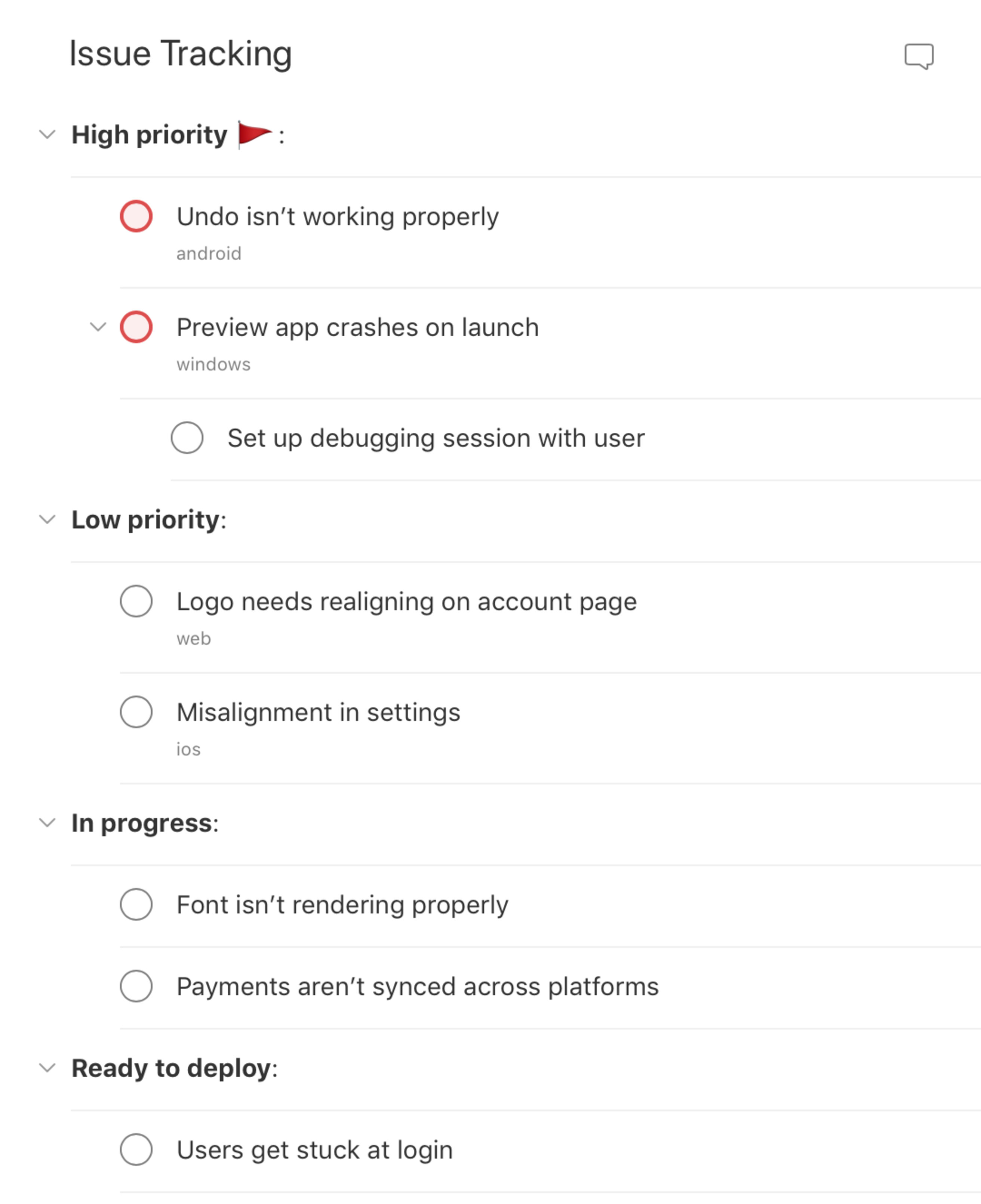 Issue tracking - Templates | Todoist