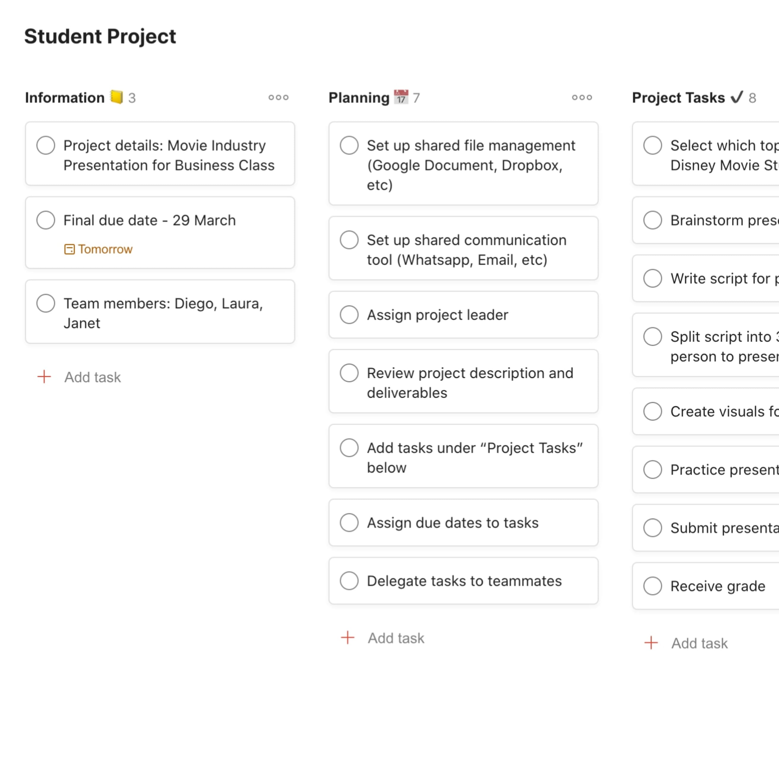 Student Project - Templates | Todoist