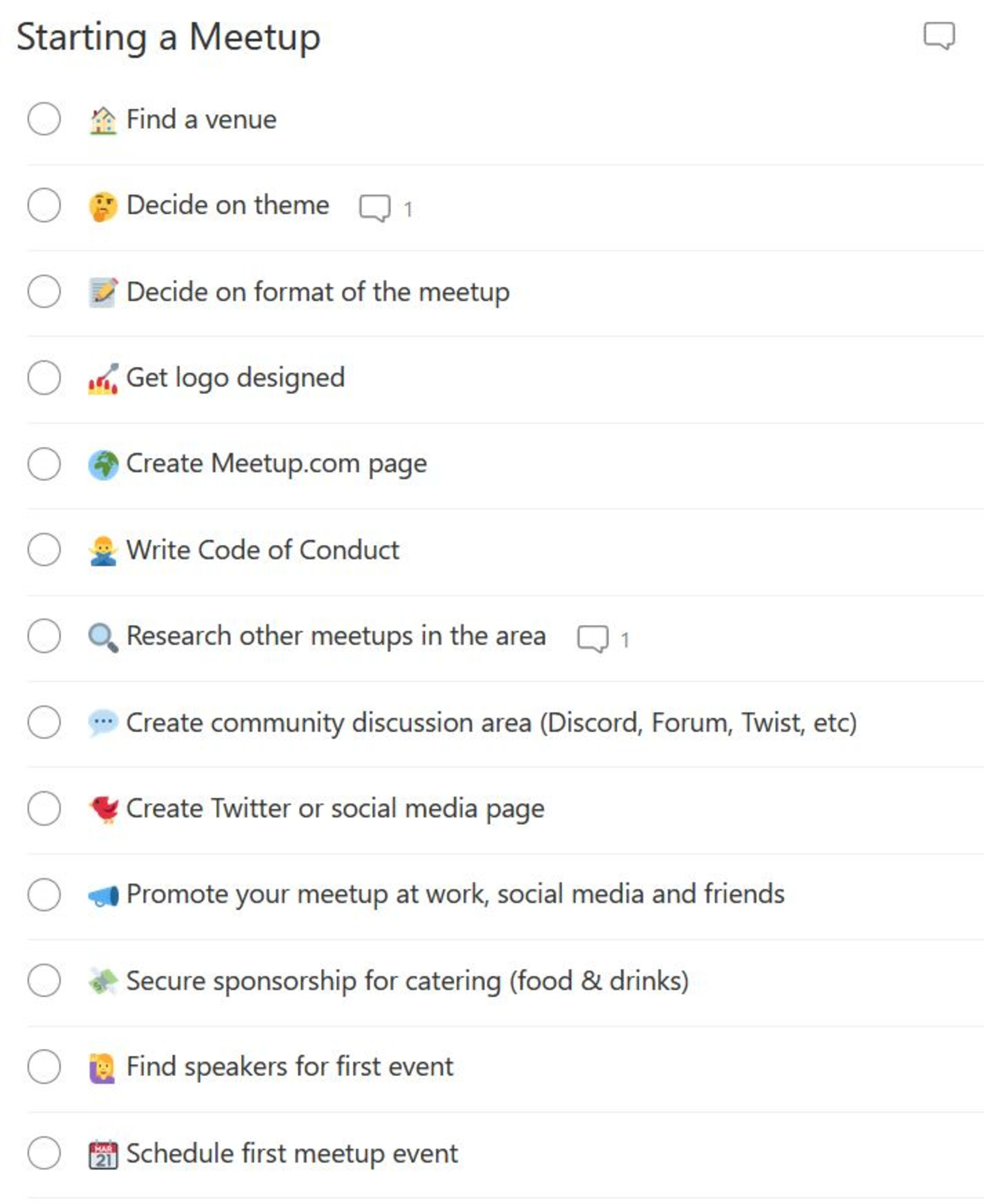 Starting a Meetup - Templates | Todoist