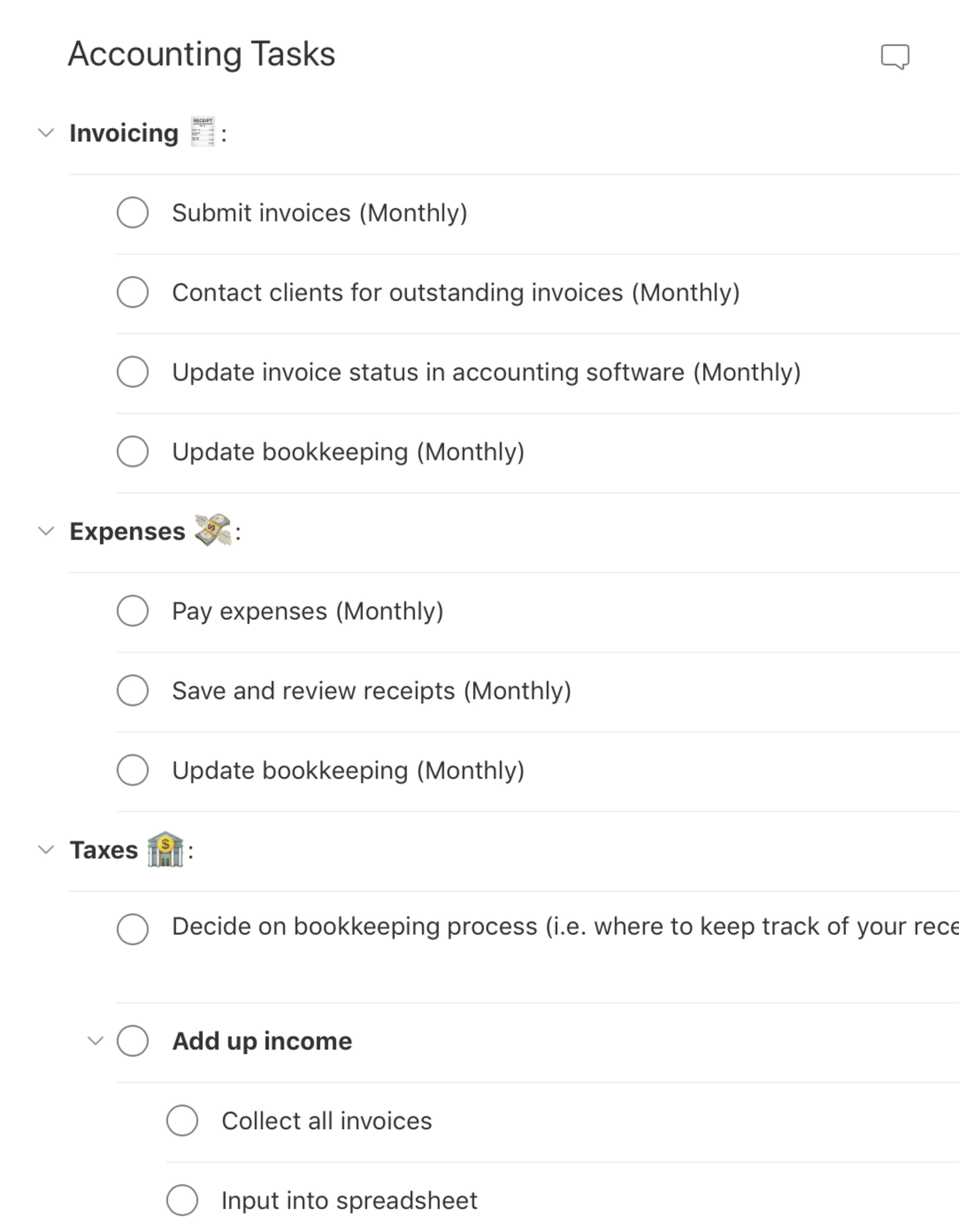 Accounting Tasks - Templates | Todoist