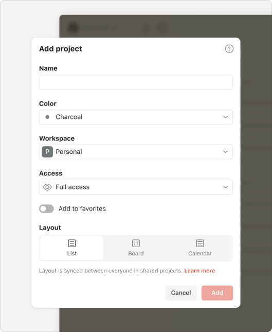 Use the calendar layout in Todoist