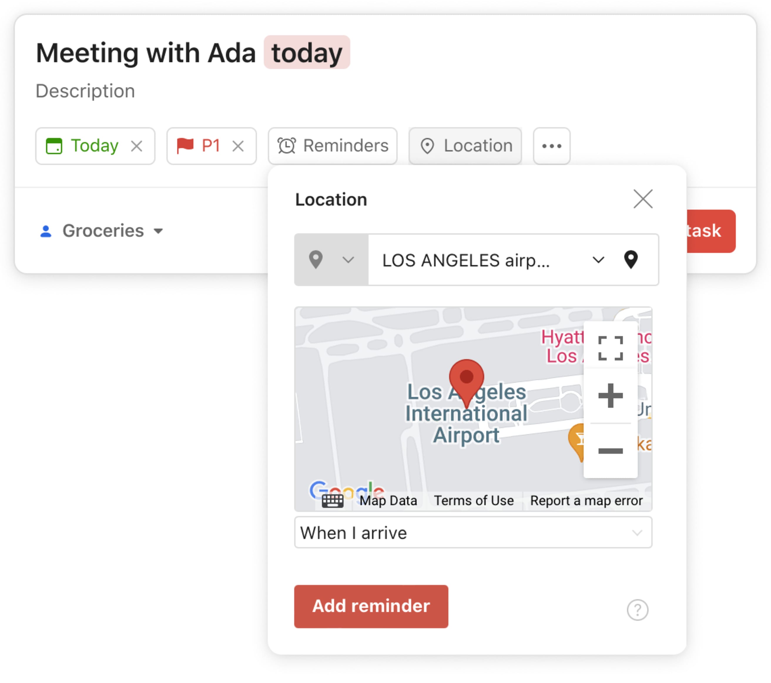 Use location reminders in Todoist