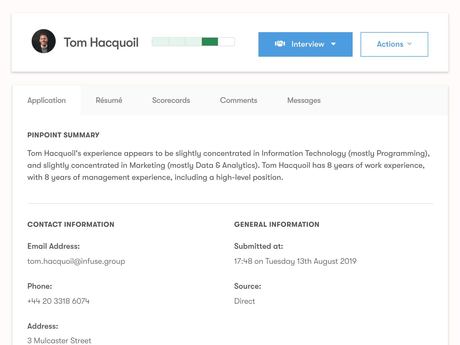 Candidate Profiles - Make Comparing Candidates Easier | Pinpoint