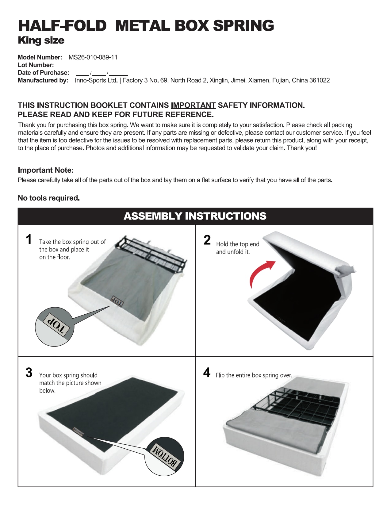 Mainstays 7.5" Half-Fold Metal Box Spring, King - Walmart Business Supplies