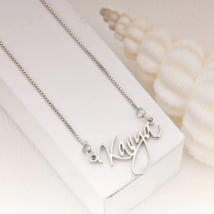 Order Silver Plated Curved Name Necklace For Her online | free delivery ...