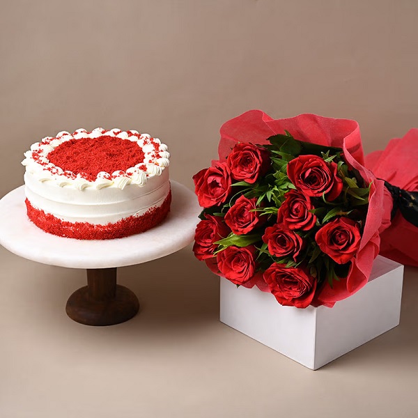 Order Red Roses and Red Velvet Cake online | free delivery in 3 hours ...