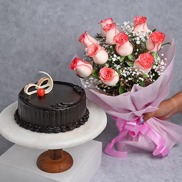 Order Pink Roses Chocolate cake online | free delivery in 3 hours - Flowera