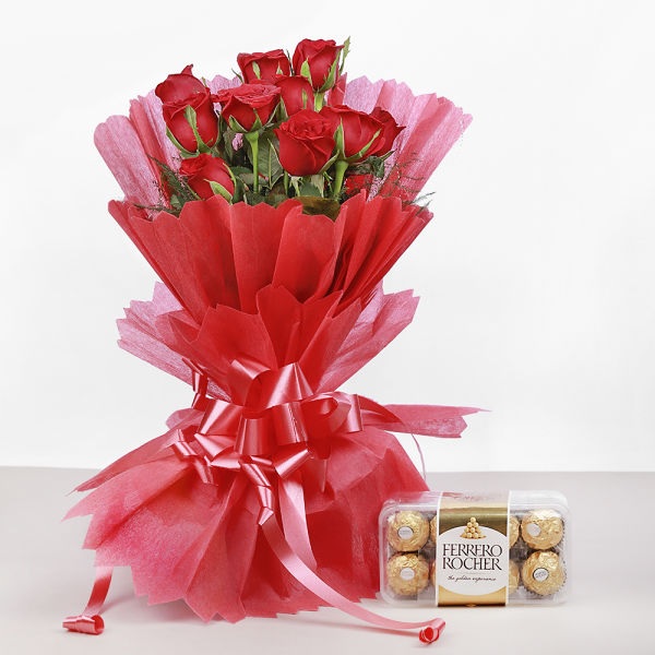Order Red Roses and Ferrero Rocher Chocolates online | free delivery in ...