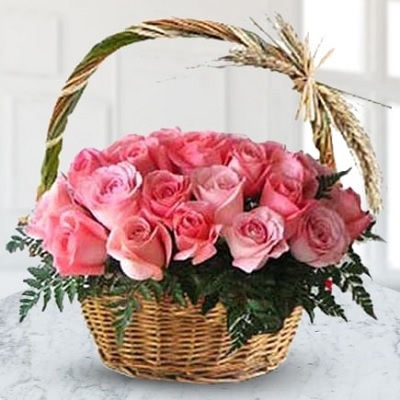 Order Basket of Pink Roses online | free delivery in 3 hours - Flowera