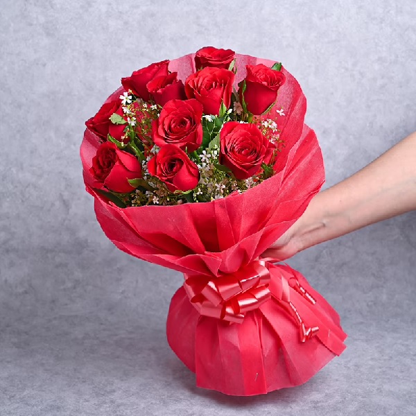 Order 12 Red Roses Bouquet online | free delivery in 3 hours - Flowera