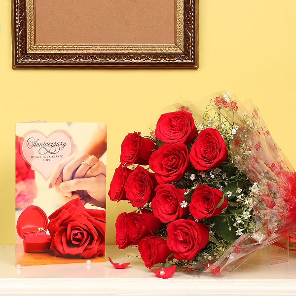 Order Red and Greeting Card online | free delivery in 3 hours - Flowera