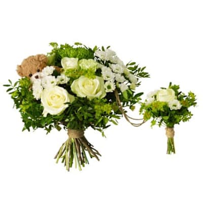 Babybirth bouquet with teddy bear: Order Flowers Online | Interflora ...