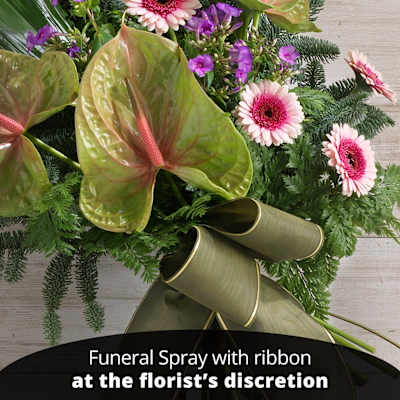 FUNERAL SPRAY ARRANGEMENT WITH RIBBON: Order Flowers Online ...