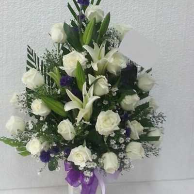 Funeral Spray arrangement with ribbon: Order Flowers Online ...