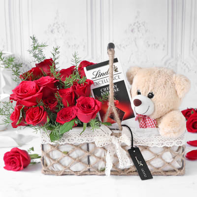Teddy and Chocolate Gift Hamper: Order Birthday Flowers Online ...