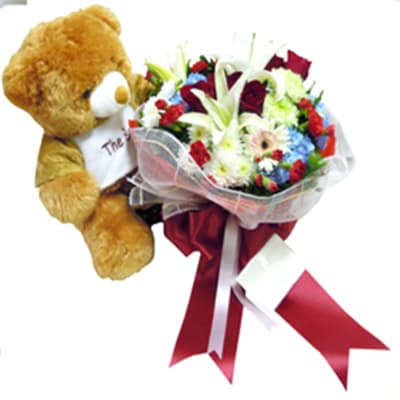 Teddy & bouquet: Order Flowers Online | Interflora India