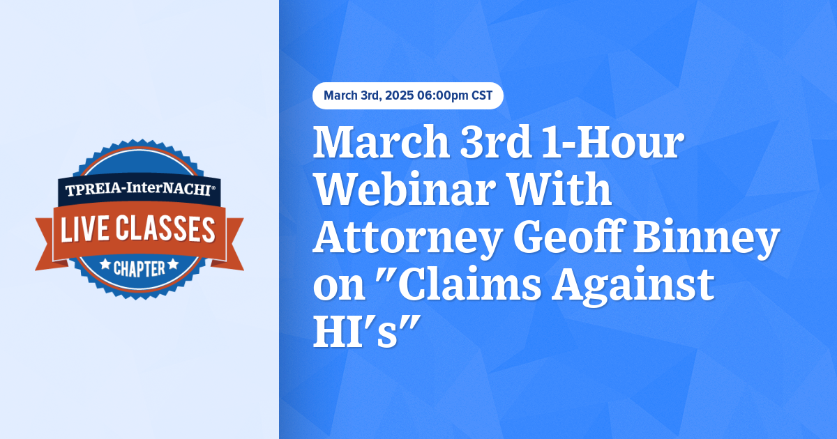 TPREIA InterNACHI live classes