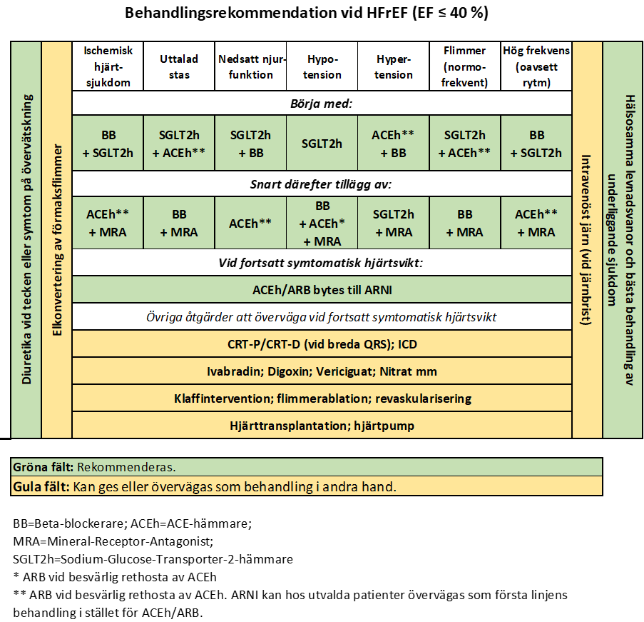 Hjärtsvikt, kronisk – med reducerad systolisk funktion (HFrEF, HFmrEF ...