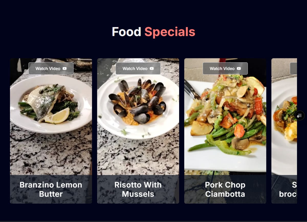 Zibibbo Menu - Restaurant Showcase App | Portfolio