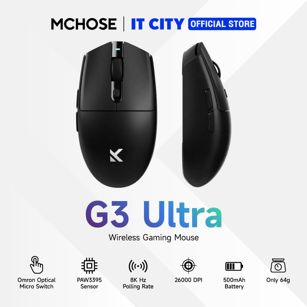MCHOSE G3 Ultra Dual 8K Black | เมาส์เกมมิ่งไร้สายเพื่อชัยชนะ ความ ...