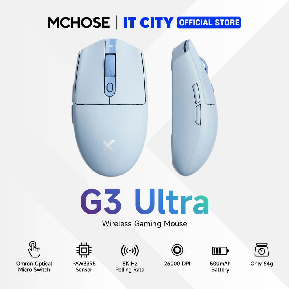 MCHOSE GAMING MOUSE TRI-MODE G3 ULTRA DUAL 8K BLUE