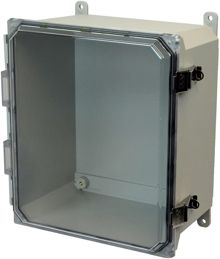 Allied Moulded AMU1206CCL 12x10x6 NEMA 4X Fiberglass Enclosure with ...