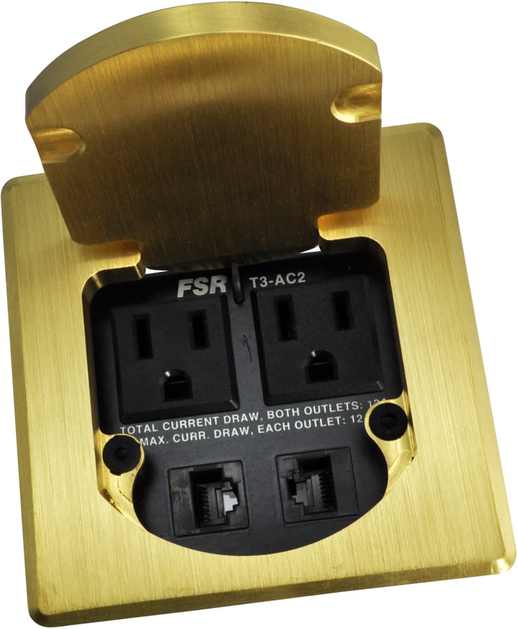 FSR T3-AC2HW-CP-SQBRS - 2 A/C and 2 Data Cable Pull, Hardwired, Square ...