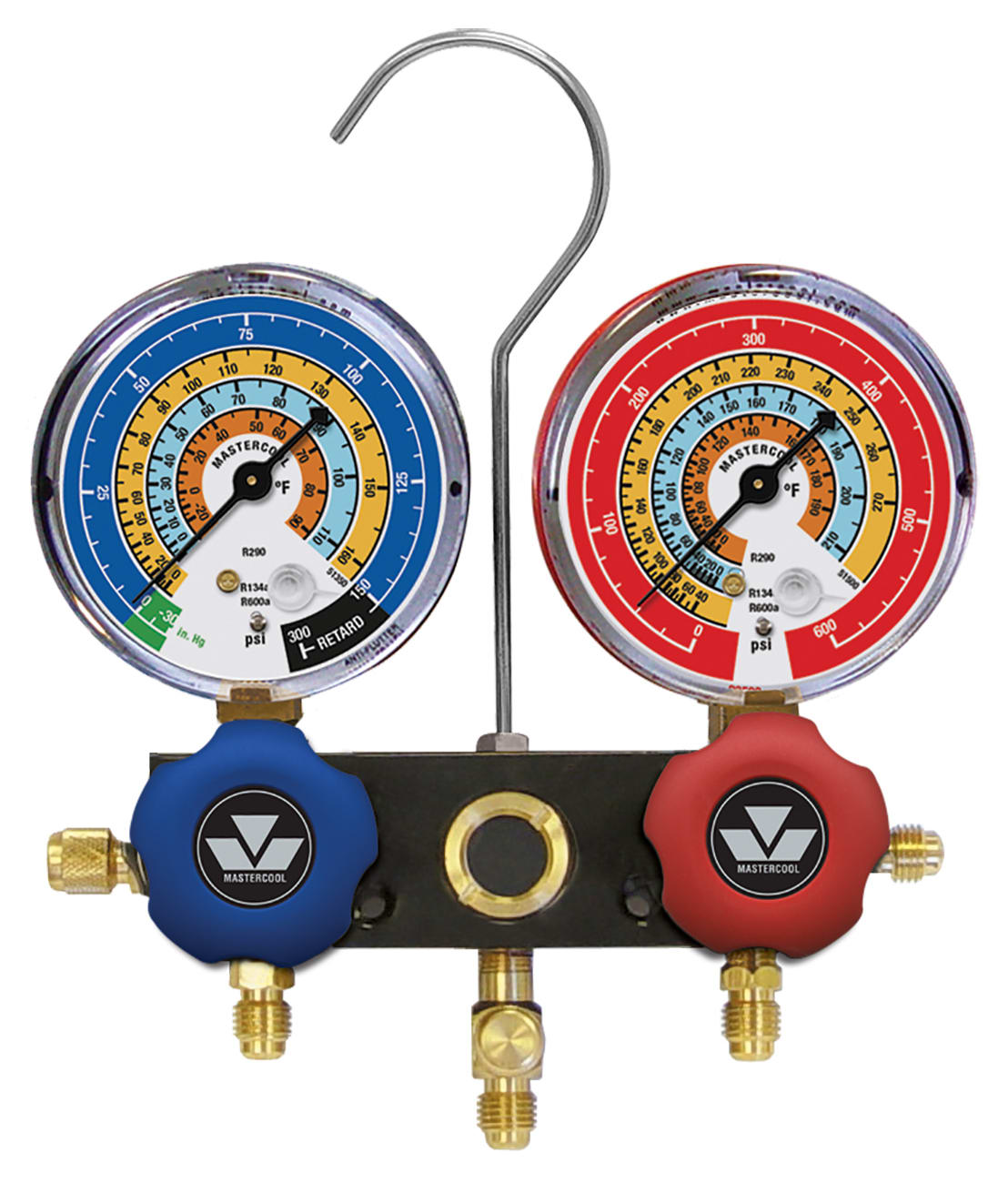 Mastercool 51303 - R600a, R290 & R134a 2-Way Aluminum Manifold Gauge ...