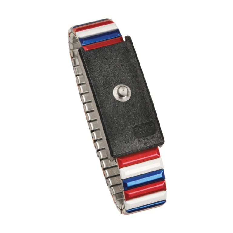 Desco 09200 - Wrist Strap Only, Adjustable, 4mm Stud, Red/White/Blue ...