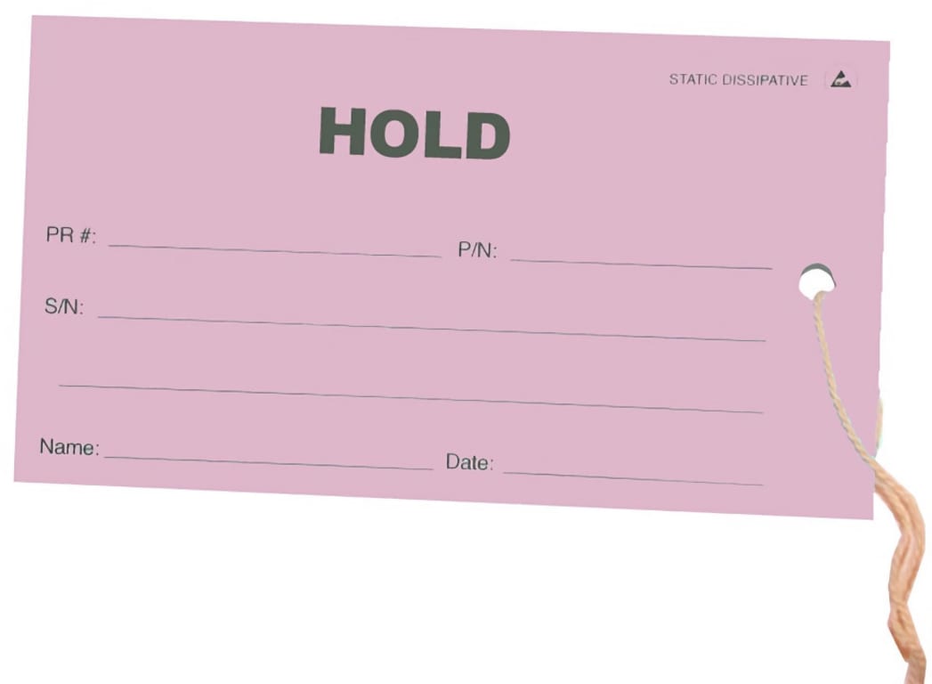 Desco 16102 - ESD Tag "Hold", 2.27" x 5", Pink, 100/Pkg | TEquipment