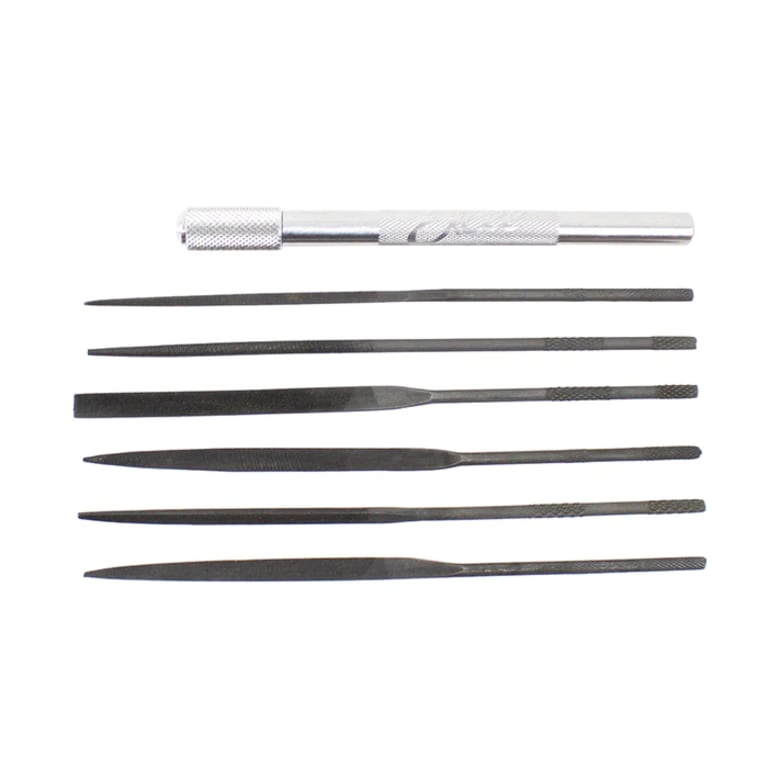 Excel Blades 55668 - 6 Assorted File Set w/Handle, Carbon Steel ...