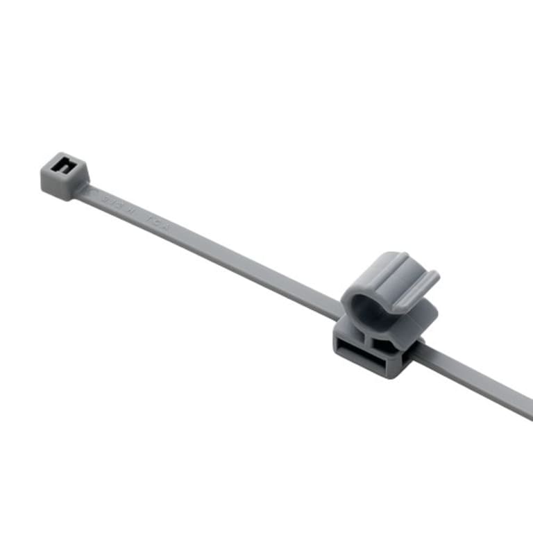 HellermannTyton 156-00013 - 2-Pc Cable Tie w/Pipe Clip, 6.0" Long, PA66HS, Black | TEquipment