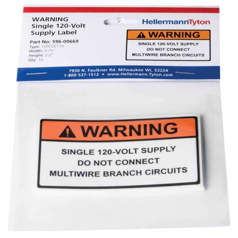 HellermannTyton 596-00669 - Solar Label, 120 VOLT SUPPLY..., 3.75" x 2. ...