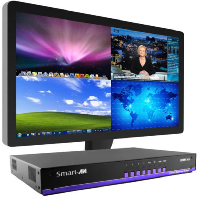 Smart-AVI SM-HDMV-KM-S - 4-Port HDMI/USB KVM Multiviewer with Fast ...