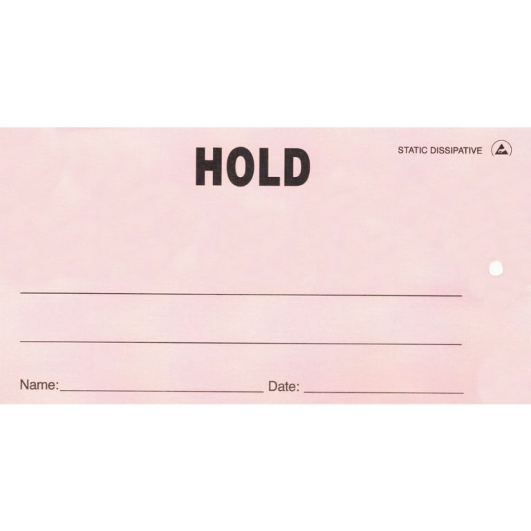 Techni-Pro 10065615 - HOLD Tag, Pink W/String, ESD-Safe, 2.75" x 5", 50 ...