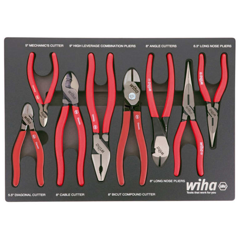 Wiha 34682 - 8 Piece Classic Grip Pliers And Cutters Tray Set | TEquipment