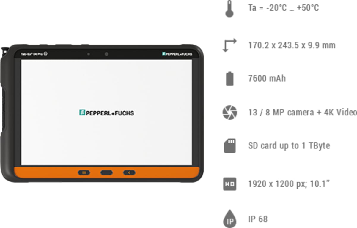 ecom Tab-Ex 04 Pro D2 - 10-inch Android Tablet for Hazardous Areas, DIV ...